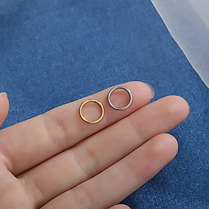 2 Pcs a Set G23 Titanium Steel Piercing-Ring Hinged Nose Rings Hoop Septum Clicker Ring Cartilage Tragus Piercing Diameter 6mm 8mm 10mm 12mm (Gold,G23 Titanium, 12mm)