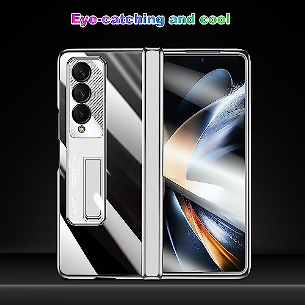 Kaiiecal for Samsung Galaxy Z Fold 4 Case: Sleek Clear Electroplated Stand Protective Phone Case- Anti-Scratches Elegant Luxury Cover for Galaxy Z Fold 4 5G