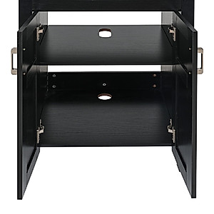 Puluomis 24 Inches Traditional Bathroom Vanity Set in Black Finish, Single Bathroom Vanity with Top and 2-Door Cabinet, Brown Glass Sink Top with Single Faucet Hole