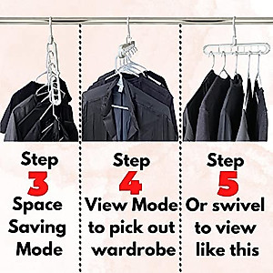 Space Saving Hanger [5 All White] Closet Organizers & Storage, Campers & RVs, College Dorm Room Essentials, Apartment, Multifunctional Closet Organizer, Cascading & Collapsible Hanger for 45 Pieces