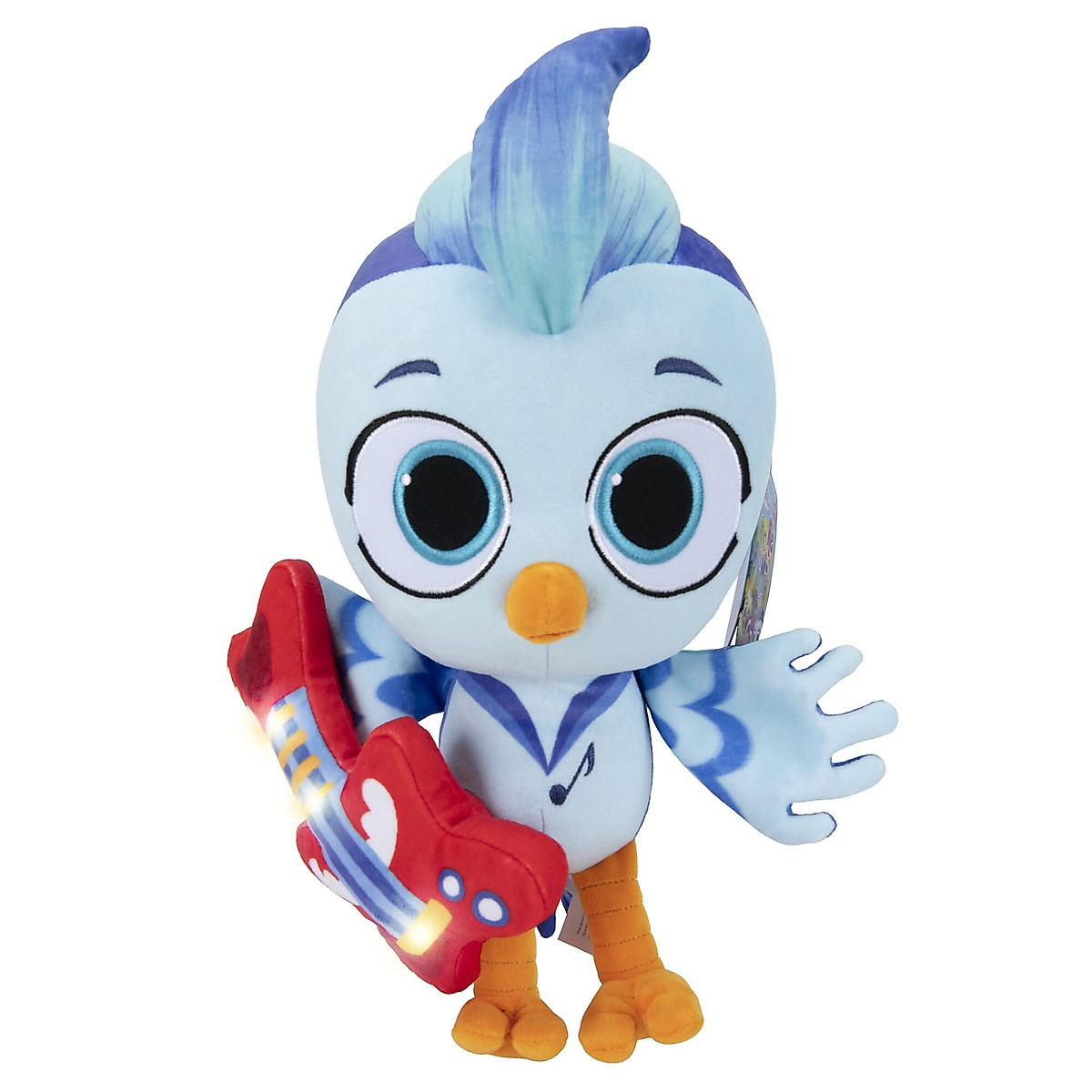 Do, Re & Mi Deluxe Feature Plush - 10-Inch ‘Mi’ The Blue Jay Plush with Lights and Sounds, with Attached Guitar - Amazon Exclusive