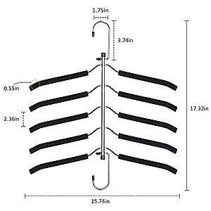 Clothes Hangers Space Saving Coat Hangers 2 Pack Znben Non Slip Shirt Hangers with Padded Foam Stainless Steel 5 in 1 Closet Organizer Heavy Duty Multilayer Hangers for Coat Sweater Suit T-Shirt