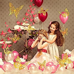 Yeaqee 24 Pcs Large Butterfly Party Decoration Set 2 Sizes 3 Styles Large 3D Golden Butterflies Wall Decor Stickers for Birthday Baby Shower Nursery Bedroom Wedding Decor Cutouts