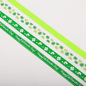 Meseey 20 Yards Shamrocks Grosgrain Ribbons 3/8 Inch Irish Day St. Patrick's Day Themed Clover Polyester Ribbon for Gift Wrapping Party Decoration Craft and Sewing