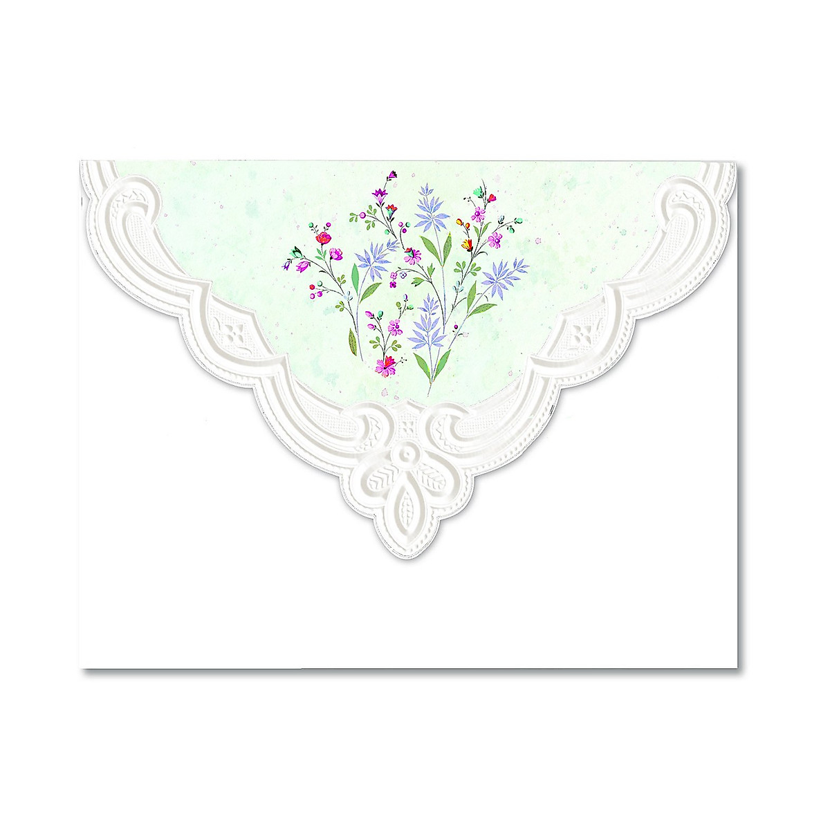 Carol Wilson Fine Arts Inc.- Floral Heart - Embossed & Die Cut Blank Note Cards in Portfolio Box - 10 count - ncp2375