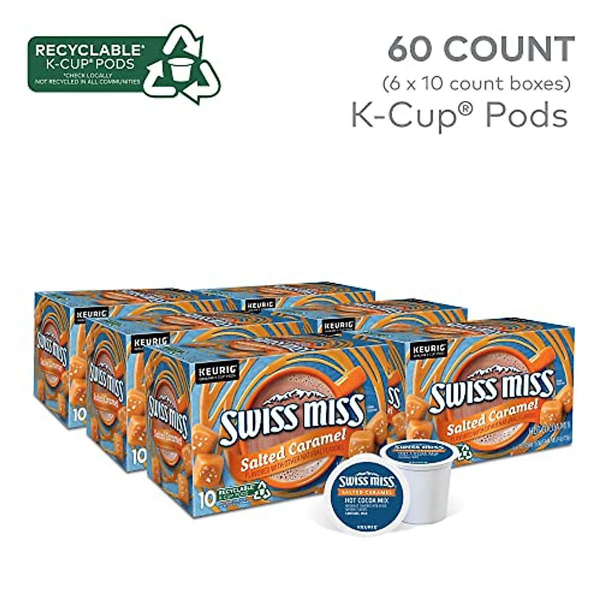 Swiss Miss Salted Caramel Hot Cocoa, Keurig Single Serve K-Cup Pods, 60 Count