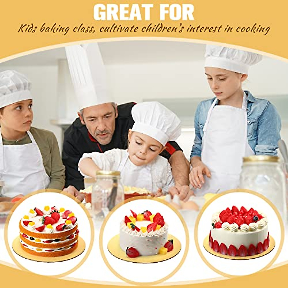 50 Pack Round Cake Boards 8" Gold Circle Cake Base Cardboard Cake Round Grease Proof Disposable Cardboard for Baking Cake Pizza