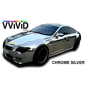 VViViD Gloss Chrome Silver Vinyl Wrap Adhesive Film Roll Air Release DIY Decal Sheet (1ft x 5ft)