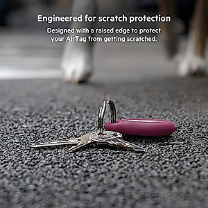 Belkin Apple AirTag Secure Holder with Key Ring - Durable Scratch Resistant Case With Open Face & Raised Edges - Protective AirTag Keychain Accessory For Keys, Pets, Luggage, Backpacks - Pink