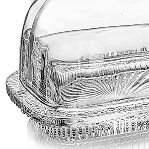 Lyellfe 2 Pack Glass Butter Dish, Food Grade Clear Butter Keeper with Lid, Crystal Rectangular Butter Container for Counter and Fridge, Lead-free, Dishwasher Safe