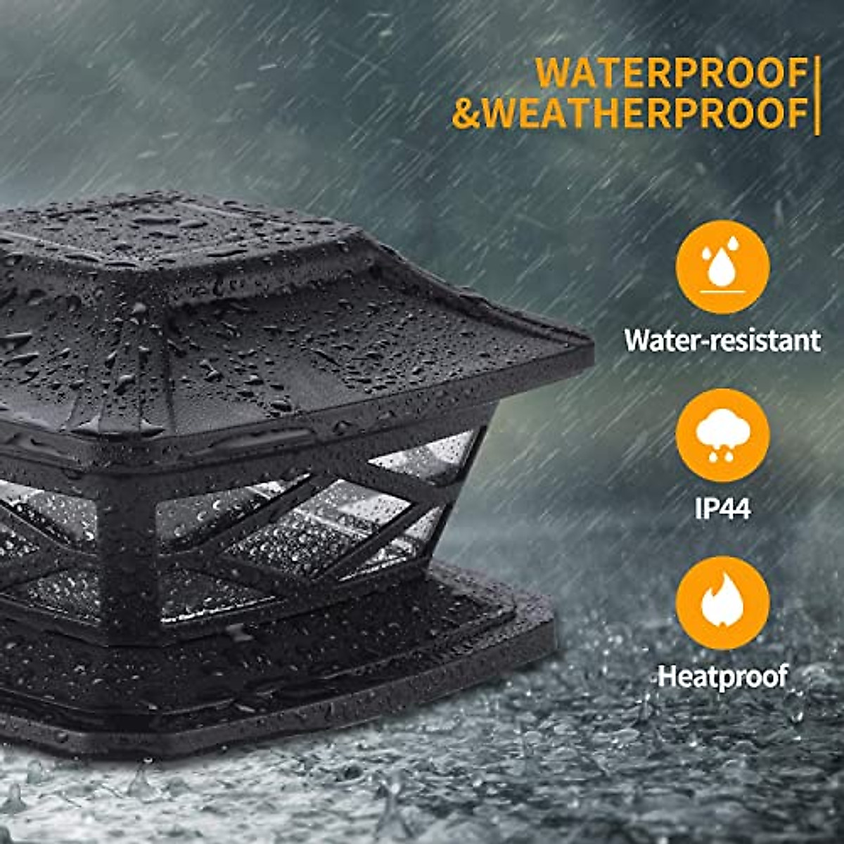 TWINSLUXES Solar Post Lights Outdoor 2 Modes Waterproof LED Solar Fence Cap Light for 3.5x3.5 4x4 5x5 and 6x6 Post in Patio,Deck Walkway and Garden Decoration.(6PACK)…