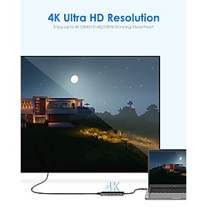 LENTION USB C Hub with 100W Power Delivery, 4K HDMI, USB 3.0 & Type C Data Compatible with 2021-2016 MacBook Pro 13/15/16, New Mac Air/Surface, Chromebook, More, Stable Driver Adapter (CB-CE35, Black)