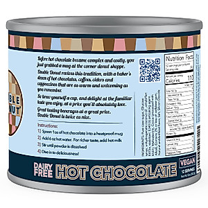 Double Donut Dairy Free Hot Chocolate Mix, Non Dairy Instant Vegan Hot Chocolate Mix, 12 Ounce