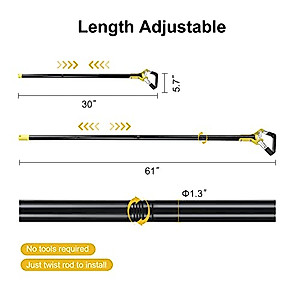 Hoe Garden Tool, 62Inch Weeding Loop Stirrup Hoe Tools for Garden, Scuffle Garden Hula Hoes with Adjustable Stainless Steel Long Handle for Weeding and Loosening Soil-Black