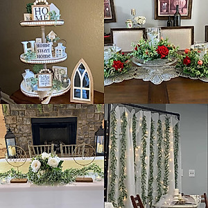 Whonline 3 Packs 17.1ft Artificial Eucalyptus Garlands Greenery Garlands Bulk Fake Vines Faux Hanging Plants for Wedding Table Backdrop Arch Wall Party Home Decor