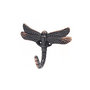 binifiMux 2pcs Dragonfly Anqitue Vintage Coat Hooks Decorative Wall Mounted Hanger Hook for Handbag Key Towel Bathrobe (Antique Copper)