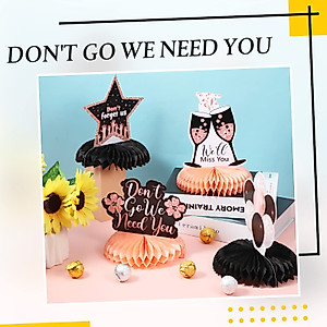 7 Pcs Going Away Party Decorations We Will Miss You Honeycomb Decoration 3D Farewell Table Centerpieces for Party Sign for Goodbye Bye Retirement Adventure Graduation Party Table Decor Supplies