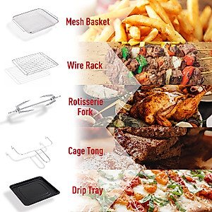 CUSIMAX Air Fryer Toaster Oven, 15.5 Quart Air Fryer Combo, 16-in-1 Air Fryer Toaster Oven, Large Convection Roaster with Rotisserie & Dehydrator, Rich Accessories, Digital Controls