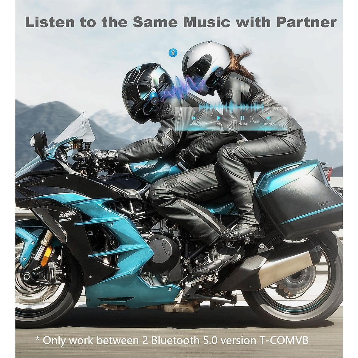 FreedConn Motorcycle Communication System Bluetooth 5.0 T-COMVB Music Sharing Helmet Bluetooth Headset for Motorbike Skiing 2~3 Riders Pairing/ 800M Intercom 1 Pack Changeable Hard & Soft Mic