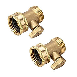 2 Pack Garden Hose Brass Shut Off Valve, 3/4'' Thread Heavy Duty Water Hose Connector Shutoff Ball Valve Faucet Hose Adapter