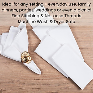 Linen Hub Cloth Dinner Napkins 17x17 - Perfect Everyday Use Cloth Napkins - Soft Absorbent Washable Cotton Napkins - Ideal for Farmhouse Wedding Party Christmas Easter - 100% Cotton Napkins White