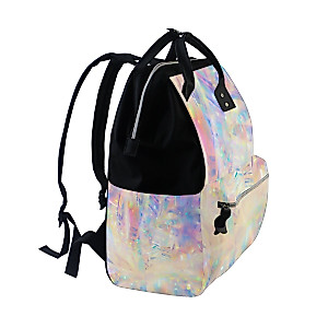 Baby Diaper Nappy Bag Travel Backpack Mommy Bag Holographic Iridescent Metallic for Mom Dad M by Top Carpenter