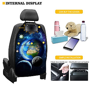 GLENLCWE Blue Mermaid Scales Car Seat Back Protectors Kick Mat + 4 Pockets Waterproof Seat Covers for The Back of Your Seat 2 Pack