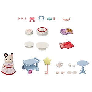 Calico Critters Tuxedo Cat Girl's Party Time Playset, Dollhouse Playset with Figure and Accessories