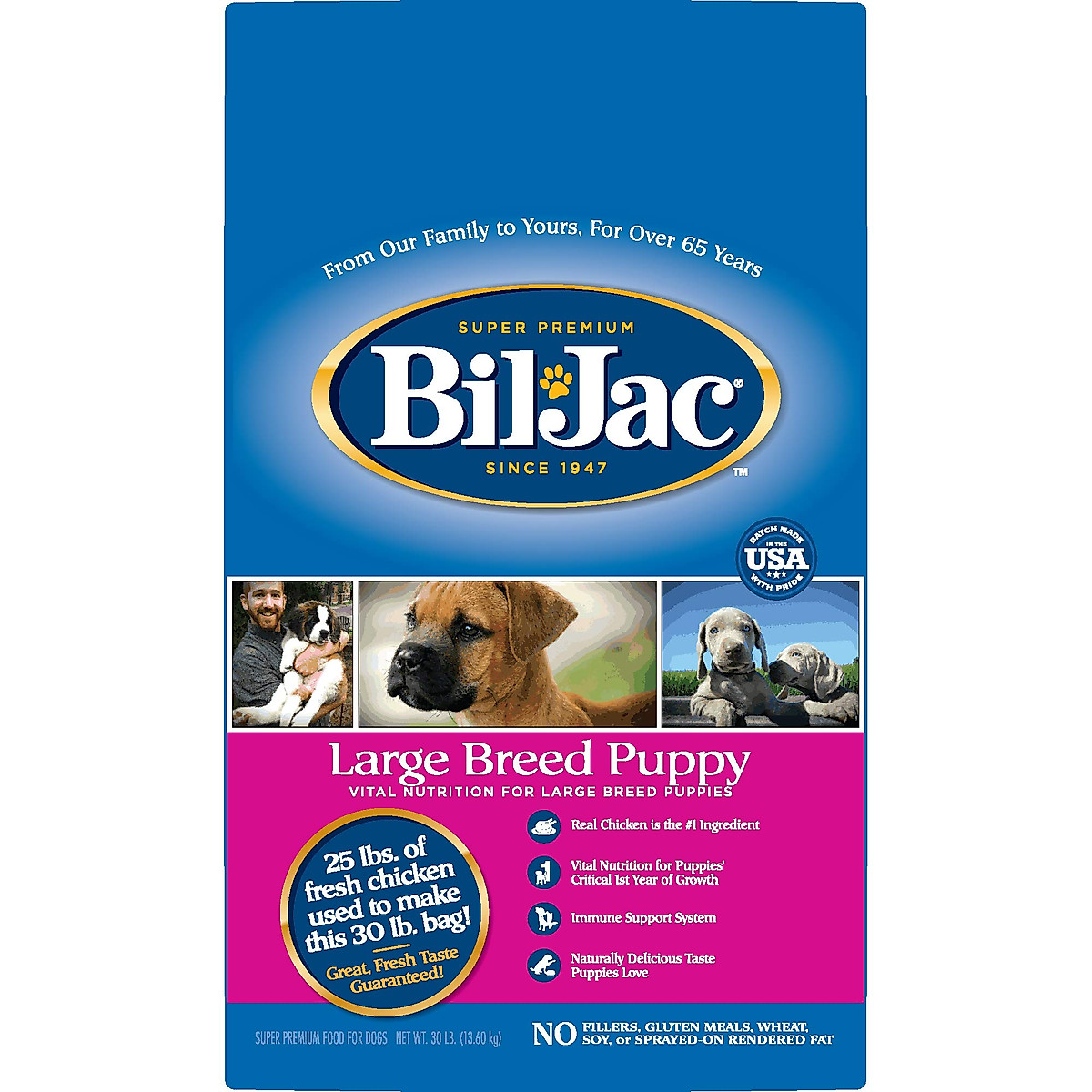 Bil-Jac Large Breed Puppy Food Formula Dry Dog Food 30lb Bag - Super Premium Since 1947
