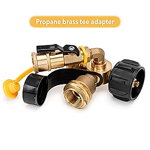 Stanbroil Propane Brass Tee Adapter Kit, 4-Port Propane Brass Tee with 6FT and 12FT Propane Extension Hose Assembly for Motorhome or RV Camping