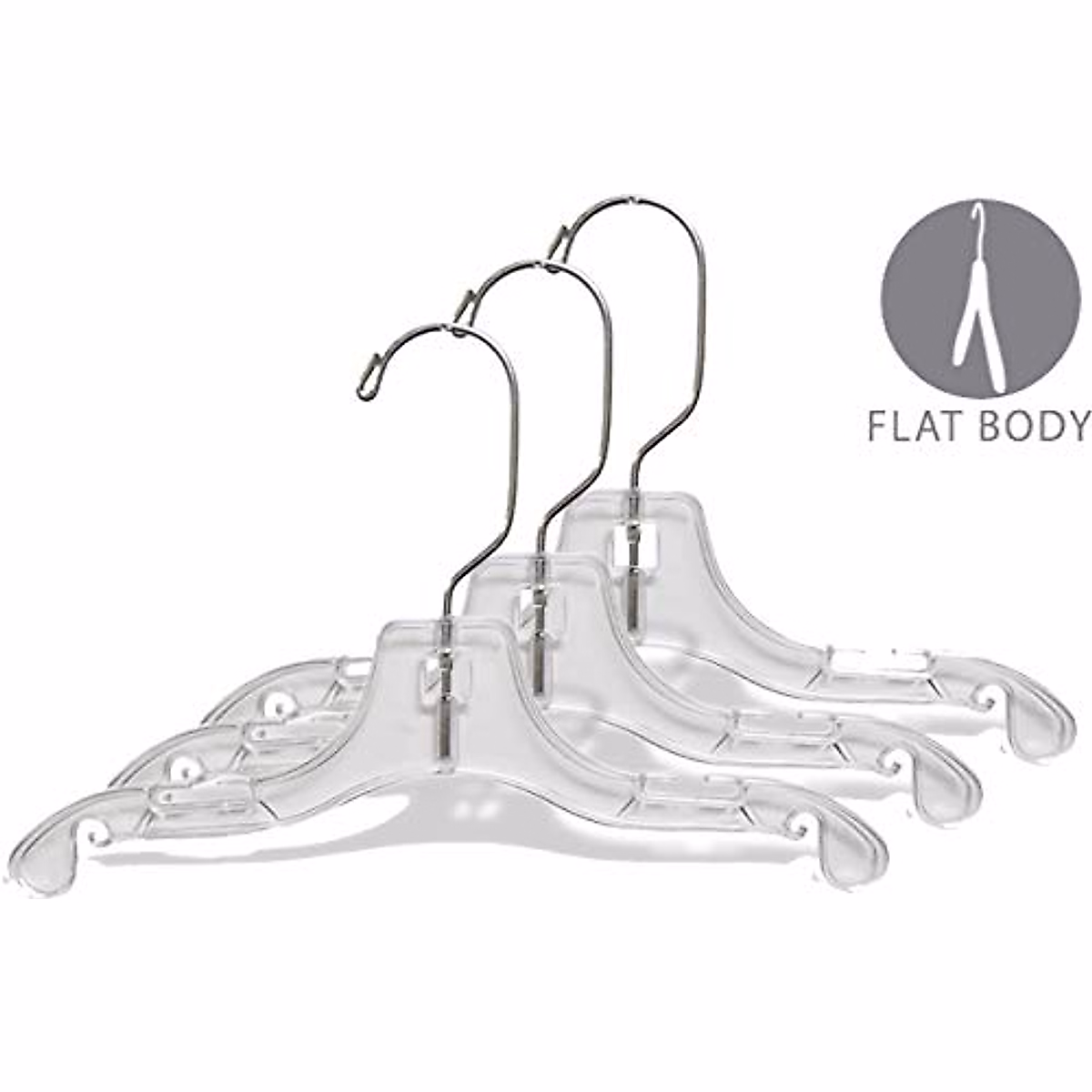 Clear Plastic Baby Top Hanger, Box of 100 Small 10 inch Space Saving Infant hangers w/ Notches and 360 Degree Chrome Swivel Hook by The Great American Hanger Company