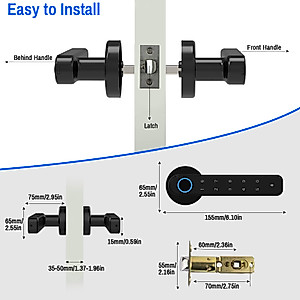 Secustone Fingerprint Door Lock, Smart Lock, Keyless Entry Door Lock, Door Locks with Keypads, Passcode, Fingerprint, and Keys, Door Knob Easy to Install for Home, Apartment, Office, Bedroom, Black