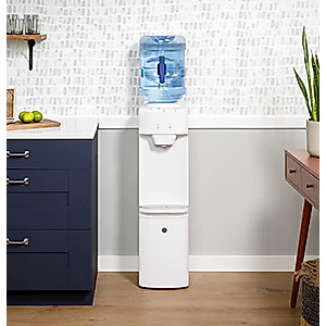 GE Top-Loading Hot and Cold Water Dispenser | 5 Gallon Water Cooler for Home or Office | 2 Temperature Settings | Taller 13" Dispenser Height | Freestanding with Child Safety Lock | White