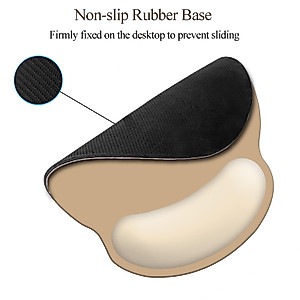 LONNAONE Wrist Rest Support Mouse Pad,Ergonomic Memory Foam Mouse Mat 9x10in Non-Slip Rubber Base Pain Relief Mousepad for Computer, Laptop(Beige Foam)