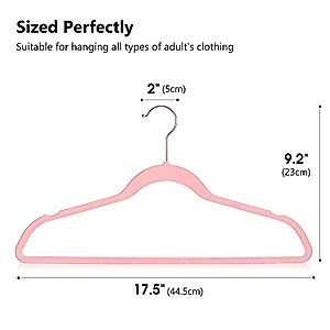 Cozymood Luxury Pink Velvet Hangers 60 Pack, Premium Clothes Hangers Non-Slip Felt Hangers, Strong Pink Hangers Heavy Duty Coat Hangers, Sturdy Suit Hangers Space Saving, No Shed, 360 Rotating Hook
