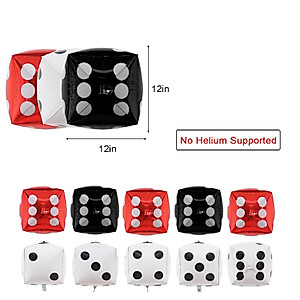Large Dice Balloons,12 Inch Cube Foil Balloons,Dice Party Decorations,Inflatable Dice 4D Aluminum Mylar Balloon for Game Night Las Vegas Birthday Graduation Prom Party Supply (Mix 9pcs)