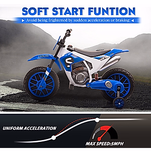 TOBBI Kids Motorcycle Dirt Bike 12V Electric Motorcycles Ride on Toys Battery Powered Motorbike Off-Road Motocross for Toddler Boys Girls 3+Years w/ 2 Speeds, 35W Dual Motors, Training Wheels, Blue