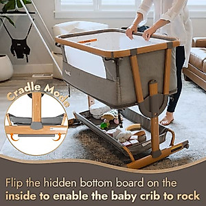 Papablic 4-in-1 Deluxe Tonio Baby Bassinet with Cradle & Playard Extension, Easy Assemble