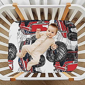 Truck Car Crib Sheets for Baby Soft and Breathable Baby Crib Sheets Machine Washable Toddler Sheets for Girl Kid Baby