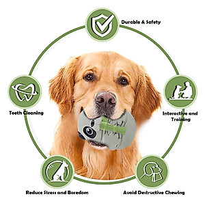 PINECONA Dog Toys for Aggressive Chewers, Tough Dog Chew Toys for Large Medium Dogs Nearly Indestructible Squeaky Panda with Side Bristles Teeth Cleaning Natural Rubber Milk Flavor