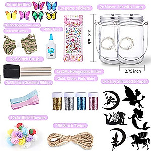 LAYKEN Fairy Lantern Craft Kit for Kids - DIY Make Your Own Fairy Lantern Jar Decor Craft for Girls Age 6 7 8 9 10 Year Old, Great Gift for Girl’s Room,Yard, and Garden Decor Art Project
