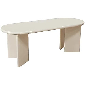 BAYCHEER Contemporary Solid Wood Top Oval Dinette Table Simple Dining Table for Living Room - White 55.1" L x 27.6" W x 29.5" H (Table Only)