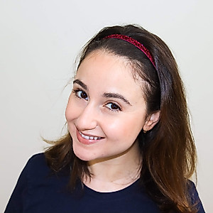 FROG SAC 6 Glitter Headbands for Girls, Adjustable Non Slip Thin Stretch Elastic Sports Headband for Teens, Cute Stretchy Athletic Sports Hair Accessories for Kids