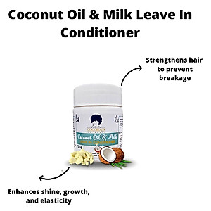 CocoBlack Naturals Coconut Oil & Milk Leave In Conditioner for Coily Kinky Hair, 4.4 fl oz