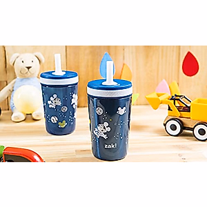 Zak Designs Disney Mickey Mouse Kelso Tumbler Set, Leak-Proof Screw-On Lid with Straw, Bundle for Kids Includes Plastic and Stainless Steel Cups with Bonus Sipper (3pc Set, Non-BPA)15 fl oz.