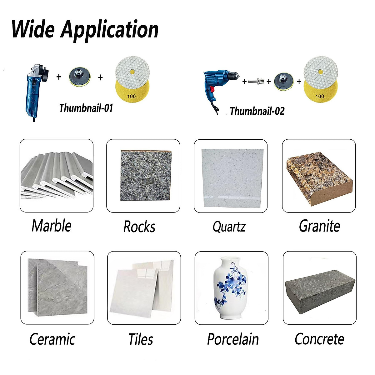 16 Packs Dry Diamond Polishing Pads Set, 4 Inch Dry/Wet Granite Bufffing Pad for Marble Quartz Concrete Stone Tiles - High Temperature Resistance Sanding Kit for Grinder Polisher Drill