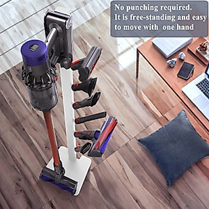 XIGOO Storage-Stand-Docking-Station-Holder Compatible with V15 Detect V11 V10 V8 V7 V6 Cordless Vacuum Cleaners, Stable Metal Organizer Rack(White, 6 Hooks)