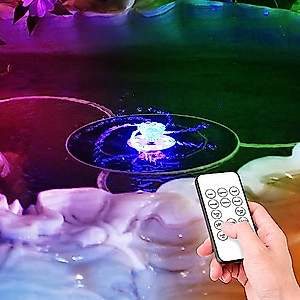 AISITIN 3.5W Solar Fountain with Remote Control, LED Colorful Lights & 3000mAh Battery, Solar Fountain Pump with Bracket and 8 Nozzles, Solar Water Fountain for Bird Bath, Garden, Pond and Outdoor