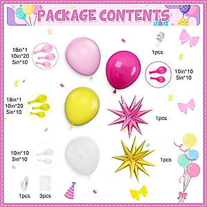Hot Pink Yellow Balloon Arch Kit, Yellow Pink Clear Balloon Garland Kit with Large Pink Gold Star Foil Balloons, for Baby Shower Butterfly Fiesta Princess Birthday Wedding Bridal Party Decorations