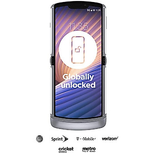 Moto Razr 5G 2020 (256GB, 8GB) 6.2" Flip P-OLED, Snapdragon 765 5G, 2800mAh Battery, 48MP Camera (Fully Unlocked for AT&T, T-Mobile, Verizon, Global) XT2071-2 Silver (Renewed)